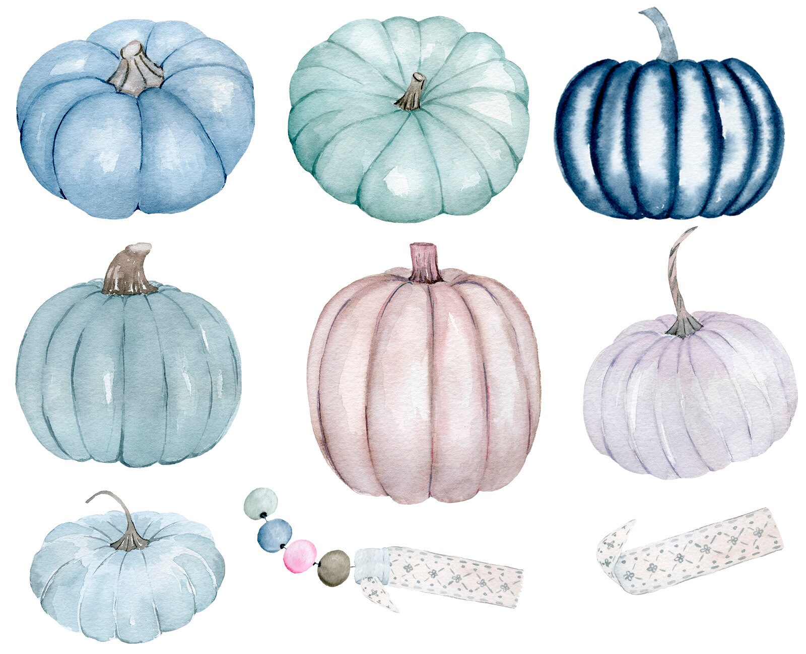 Watercolor Clipart Autumn Compositions With Pumpkins, Fall Clip Art ...