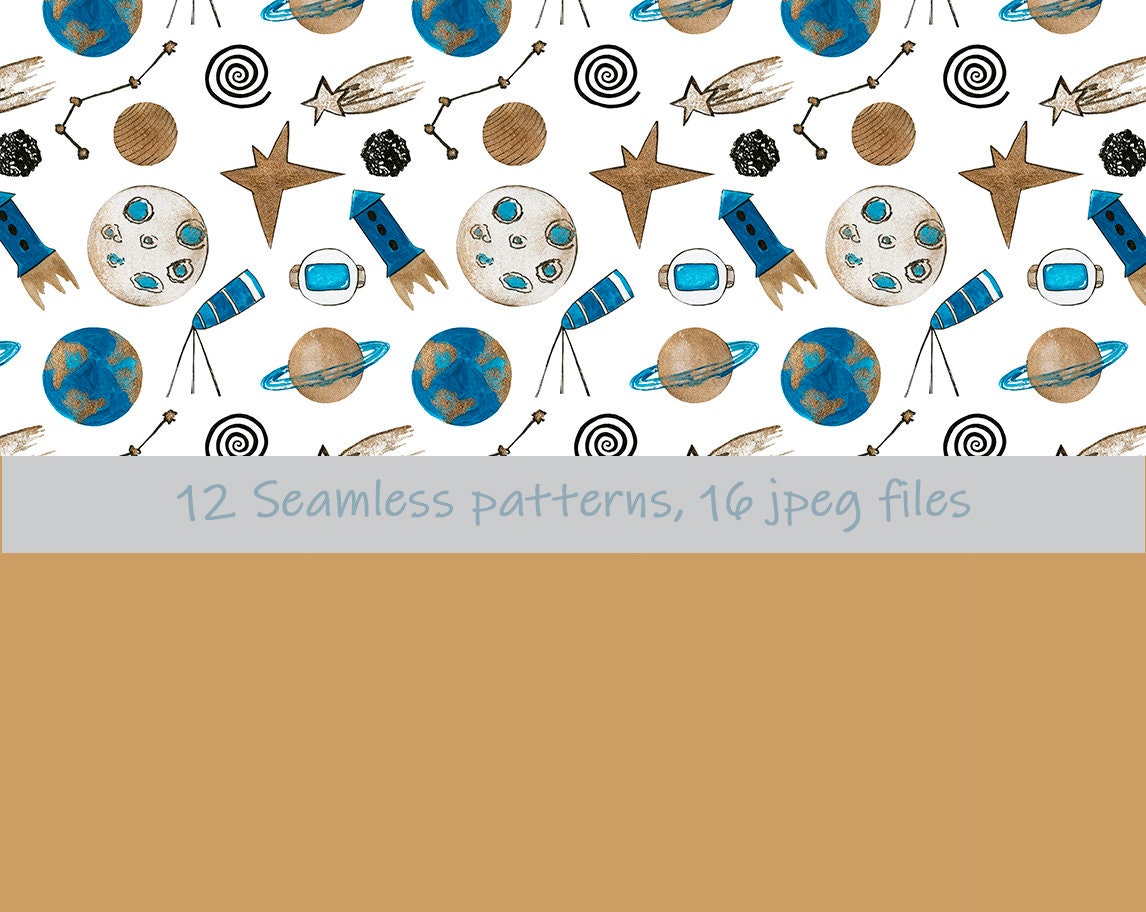 Cosmos Digital Paper Set. Seamless Patterns, Digital Backgrounds ...