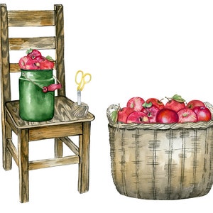 Watercolor Apple Harvest Clipart. Water Color Fall Garden Arrangements ...