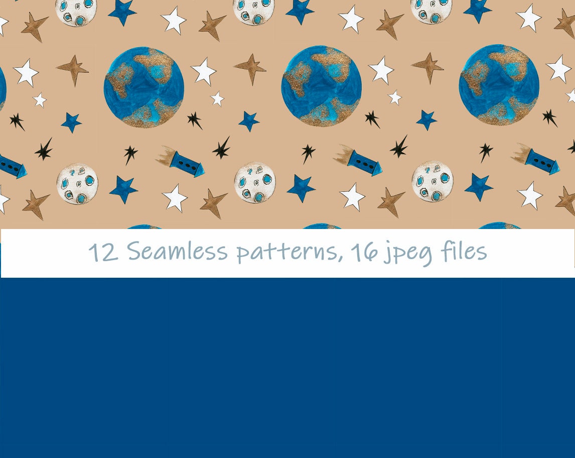Cosmos Digital Paper Set. Seamless Patterns, Digital Backgrounds ...
