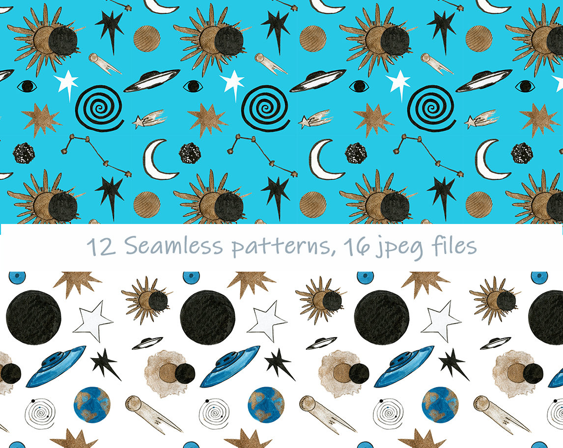 Cosmos Digital Paper Set. Seamless Patterns, Digital Backgrounds ...