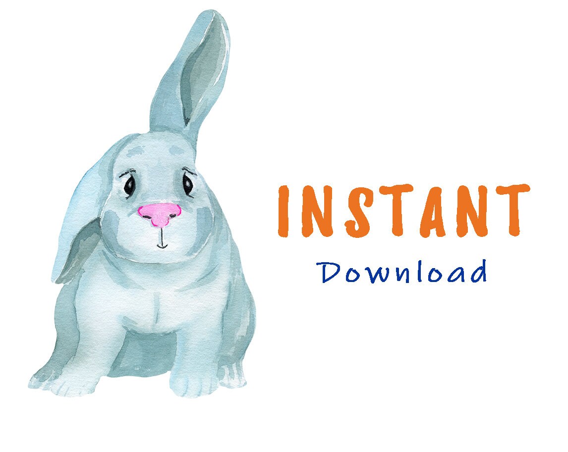 Easter Watercolor Clipart, Digital Easter Rabbits, Hand-painted Clip ...