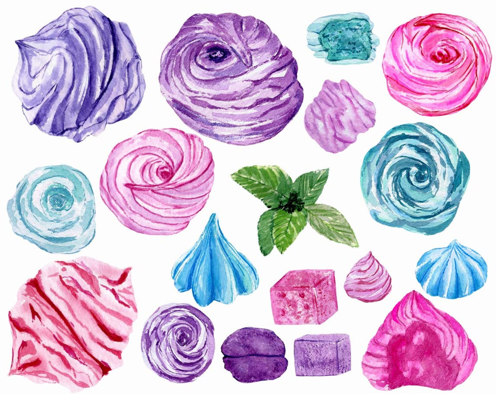 Baking Watercolor Clipart With Marshmallows Water Color - Etsy