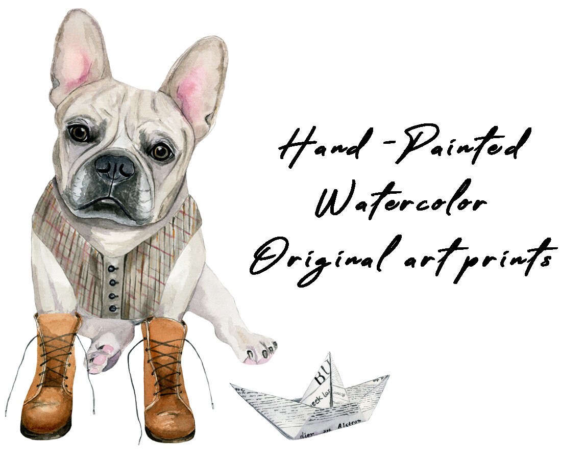 Watercolor Dog Clipart, Fall Clip Art, Water Color French Bulldog ...