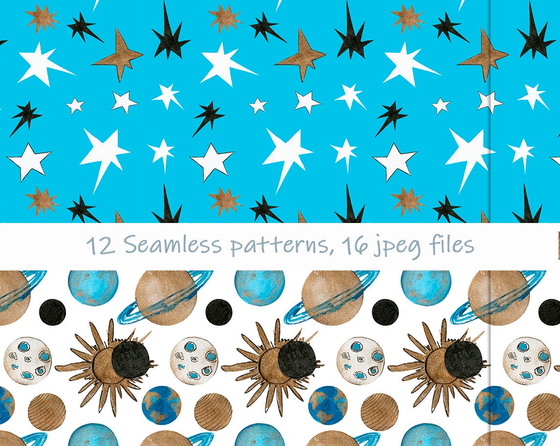 Cosmos Digital Paper Set. Seamless Patterns, Digital Backgrounds ...