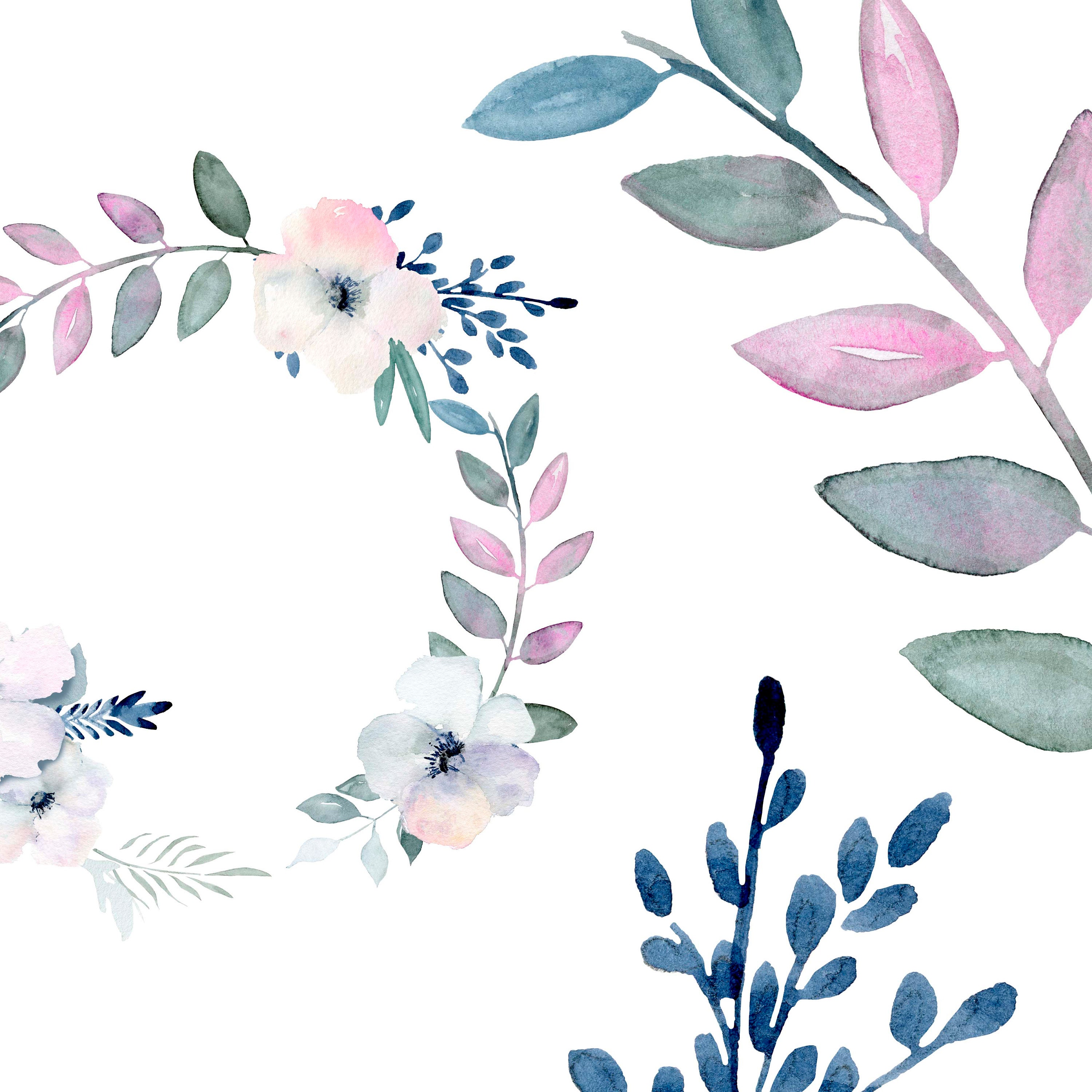 Watercolor Floral Eucalyptus Wreaths Clipart, Pastel Water Color Garden ...