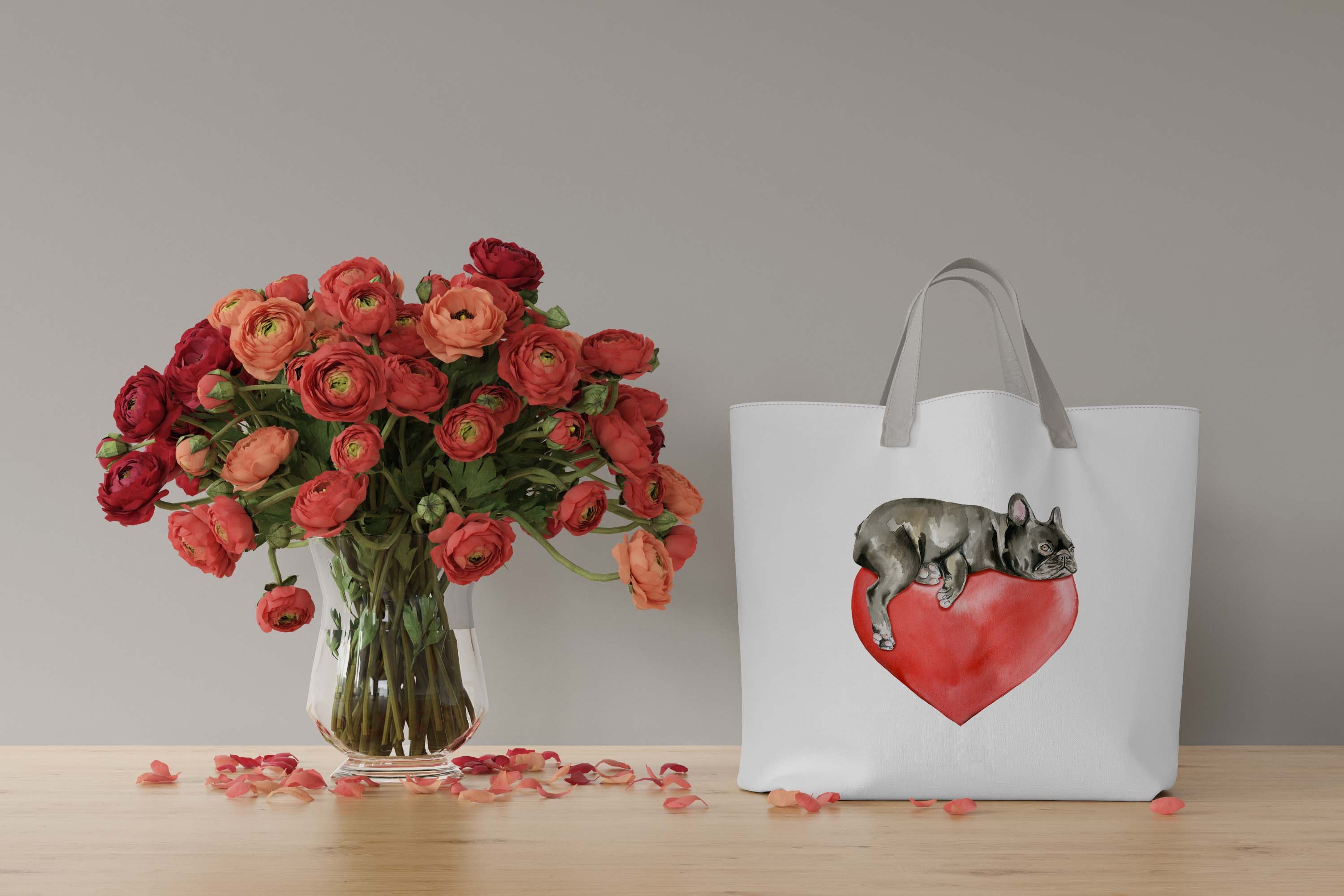 Watercolor Valentine's Day Clipart French Bulldog on Heart - Etsy