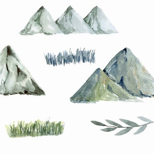 Watercolor Landscape Clipart, Water Color Forest Clip Art, Trees ...