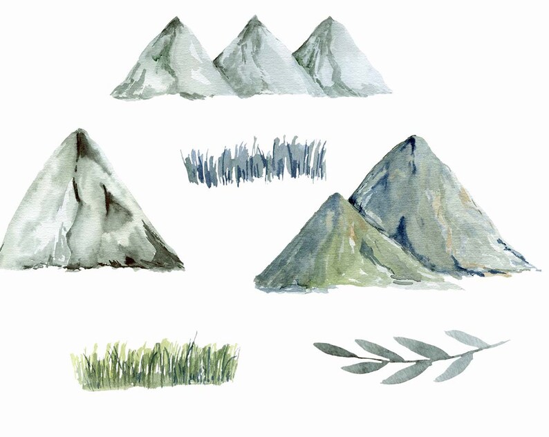 Watercolor Landscape Clipart, Water Color Forest Clip Art, Trees ...