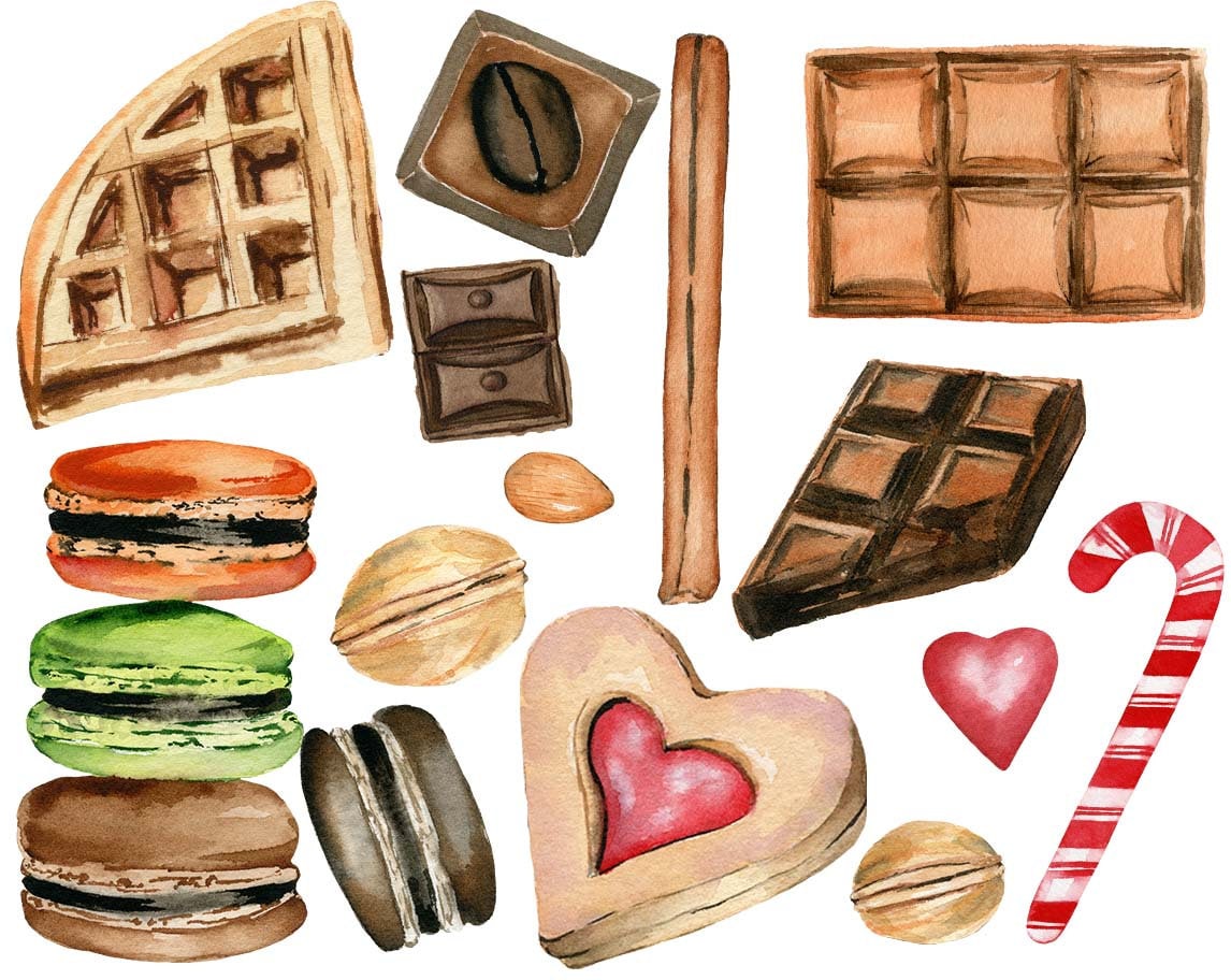 Baking Watercolor Clipart With Spices and Sweets Delicious - Etsy