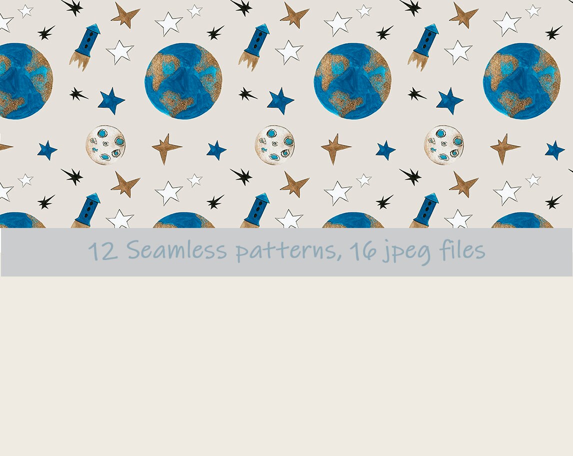 Cosmos Digital Paper Set. Seamless Patterns, Digital Backgrounds ...