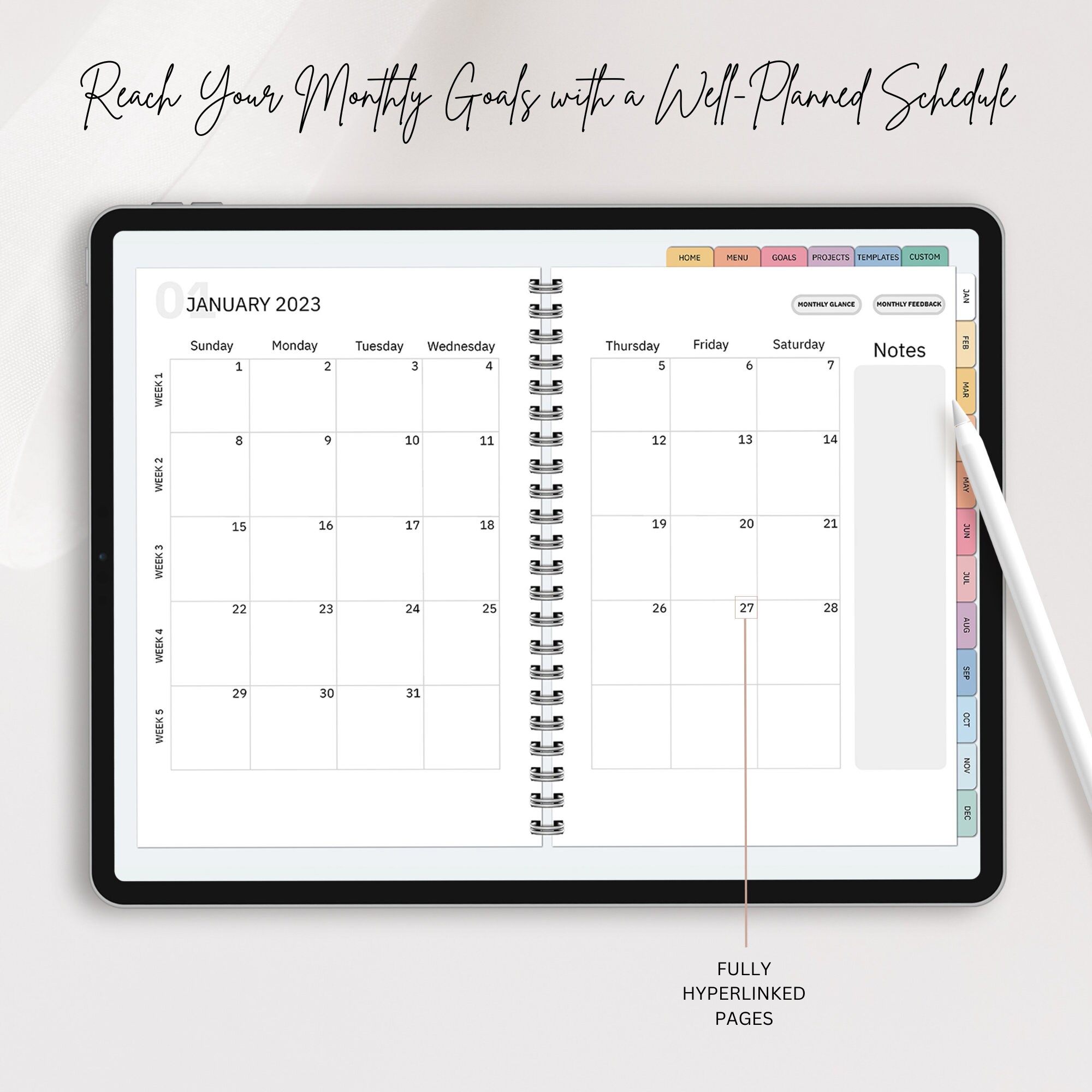 2023 Digital Planner, All in One Digital Planner, Hyperlinked Planner ...