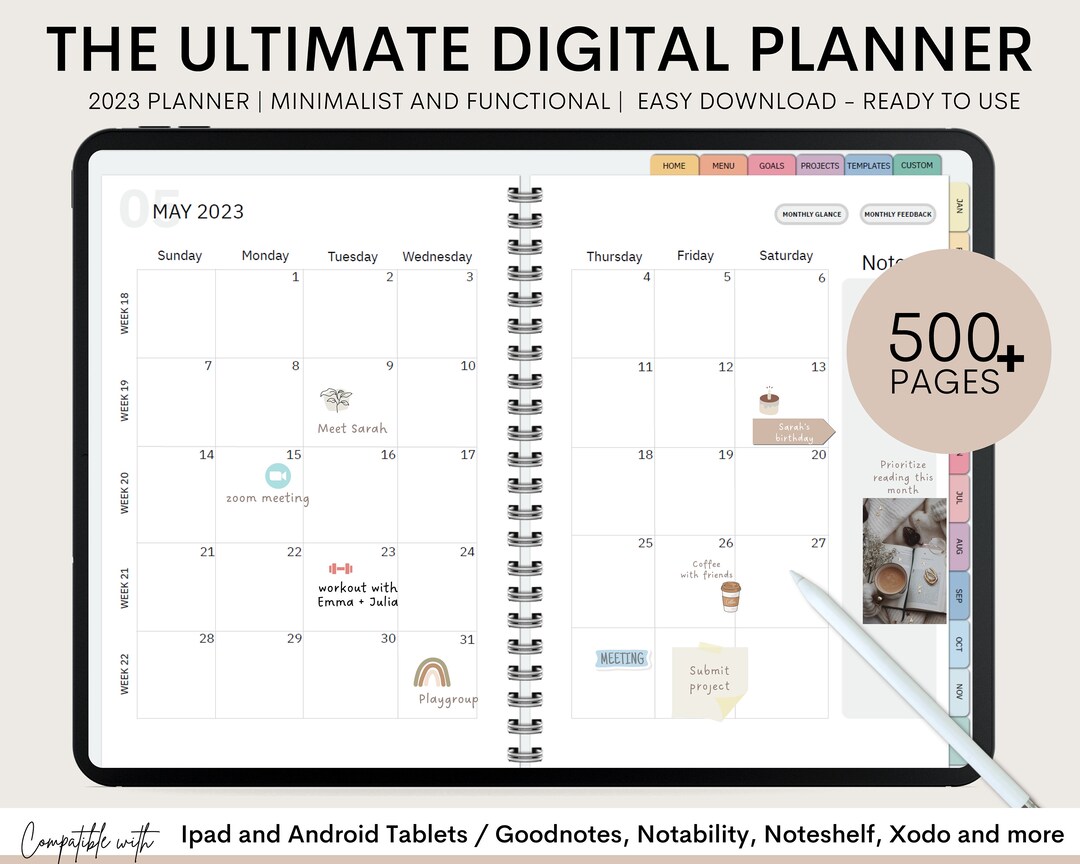 2023 Digital Planner, All in One Digital Planner, Hyperlinked Planner, Goodnotes Planner ...