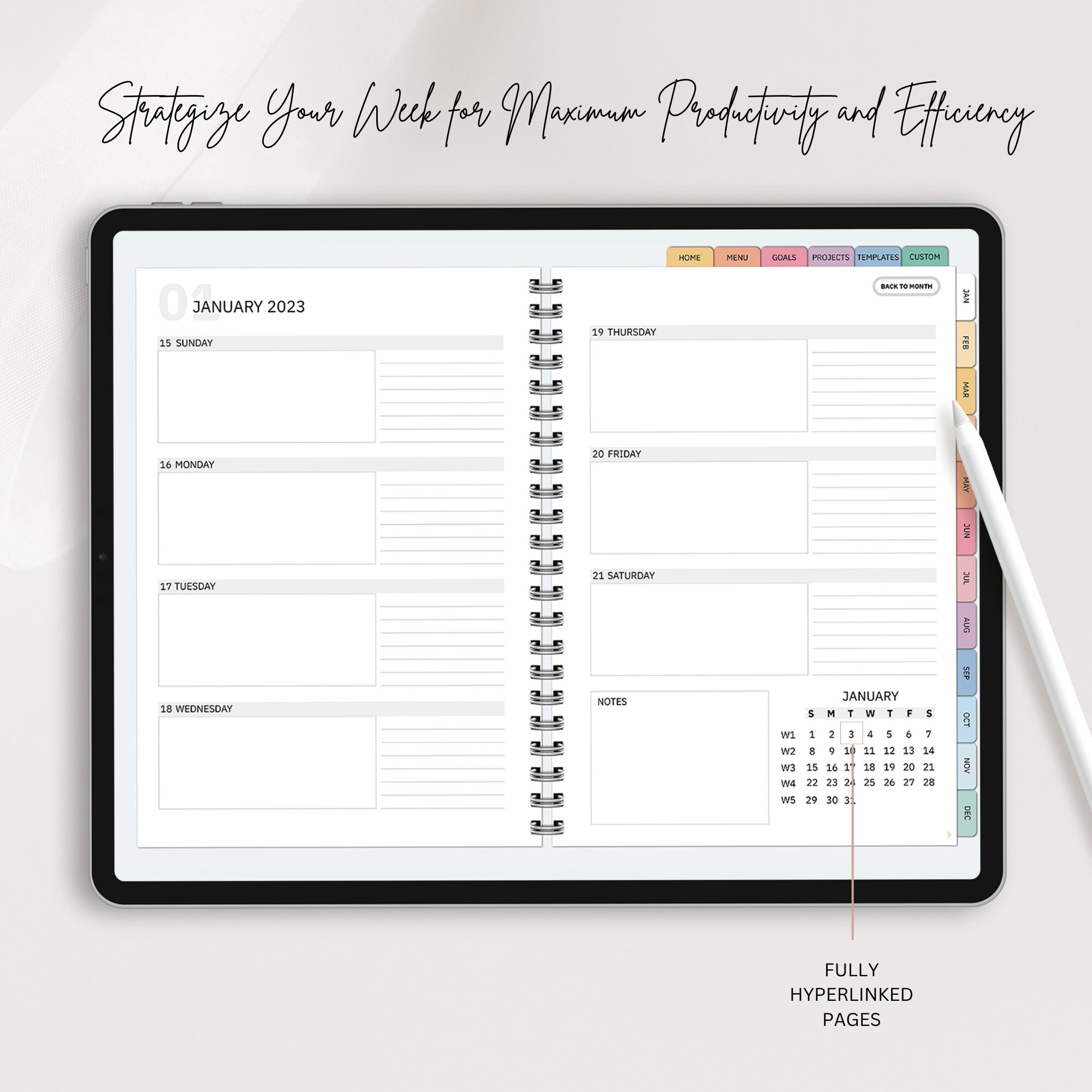 2023 Digital Planner, All in One Digital Planner, Hyperlinked Planner, Goodnotes Planner ...