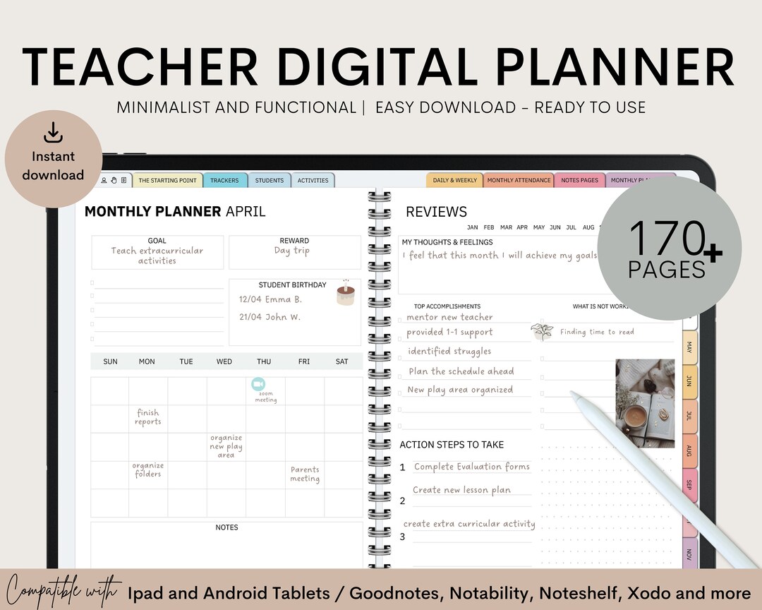 Teacher Digital Planner, Academic Planner, 2023 2024, Goodnotes ...