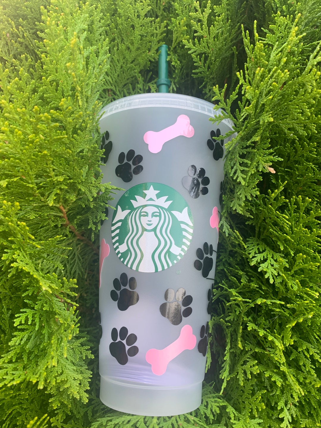 Dog Mum Starbucks Cup Doggy Paws and Bones 24oz Cup With - Etsy