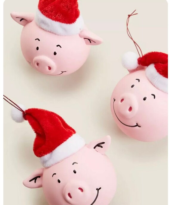 Percy Pig Christmas Baubles 3 Pack Pig Personalised - Etsy New Zealand