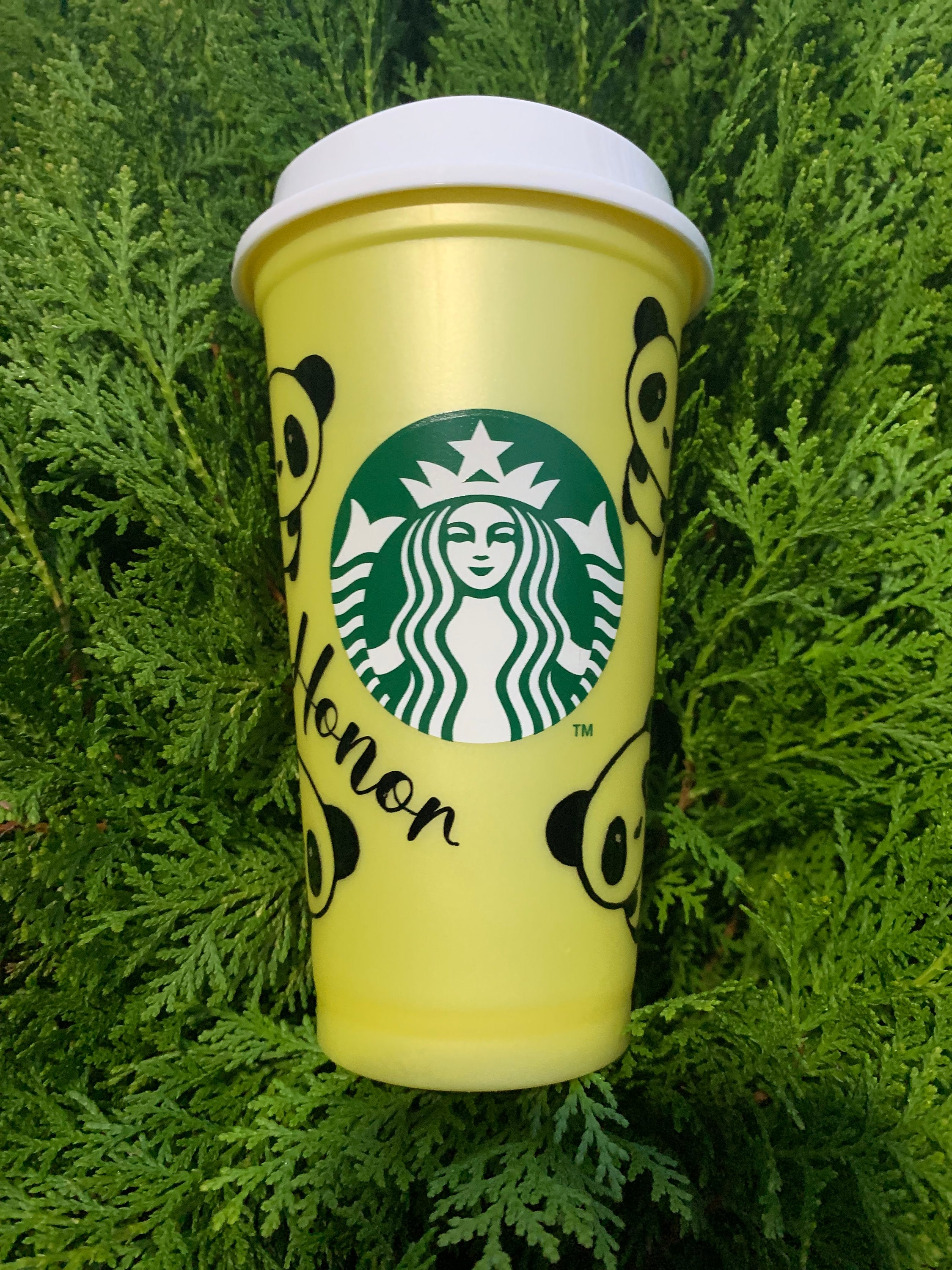 Panda Cup Starbucks Panda Mug Yellow Cup Personalised Cup - Etsy
