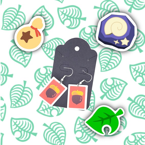 Animal Crossing DIY Recipe Card Earrings With Item Leaf | Etsy