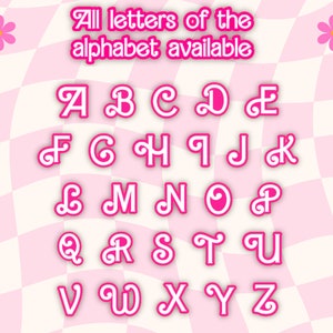 Retro Pink Font Letter Sticker - Pick Your Letter - Etsy