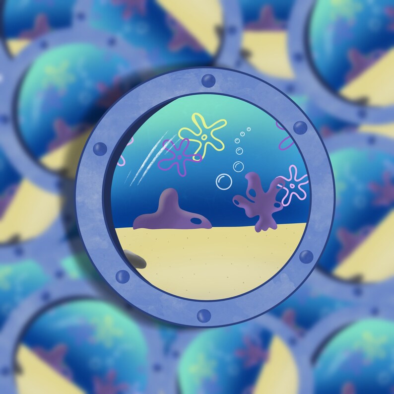 Spongebob Window into Bikini Bottom Sticker NEW Holiday | Etsy