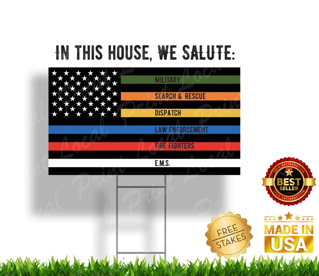 Thin Lines of Appreciation First Responders Yard Sign Fire EMS Police ...