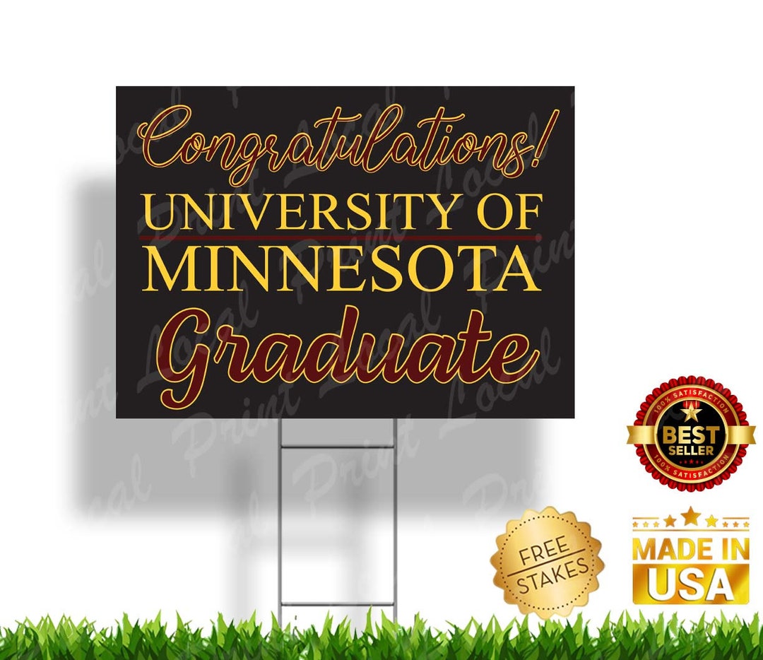 University of Minnesota Gophers Graduation Sign Custom Printed Senior ...