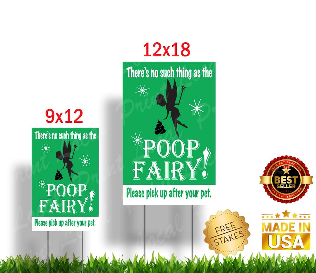 Poop Fairy Yard Sign Dog Poop Sign Poop Party Sign Pickup Dog Poop Sign ...