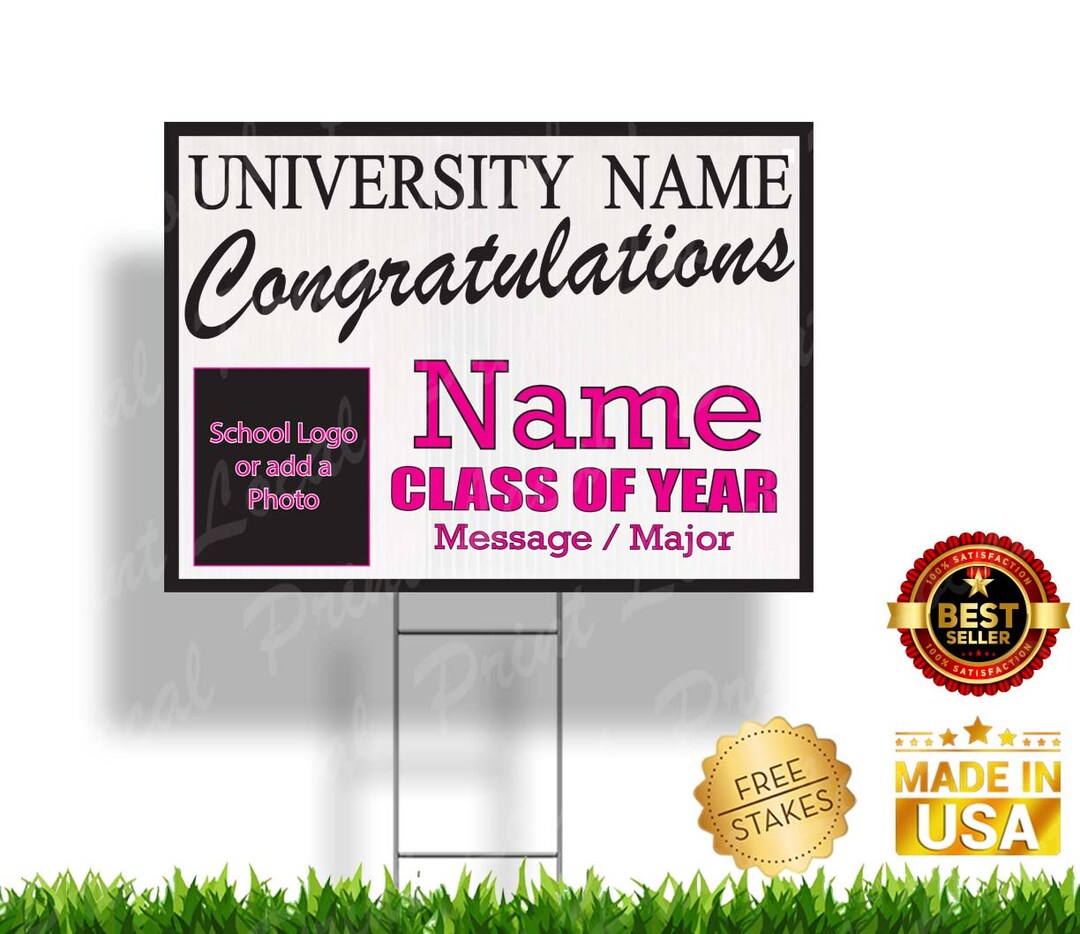 Custom Graduation PHOTO Sign Any University or High School Custom ...