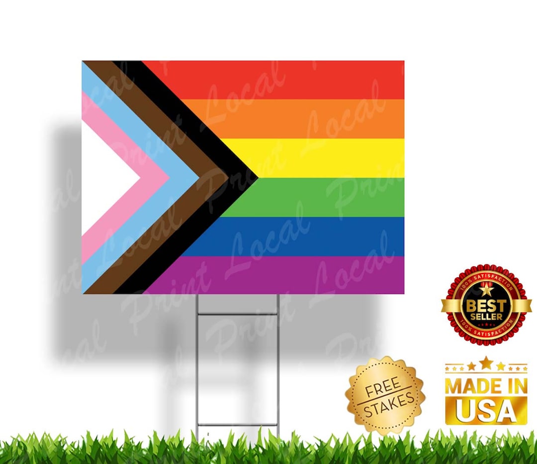 Pride Progress Flag Yard Sign Pride Month Gay Pride Sign Rainbow Flag ...