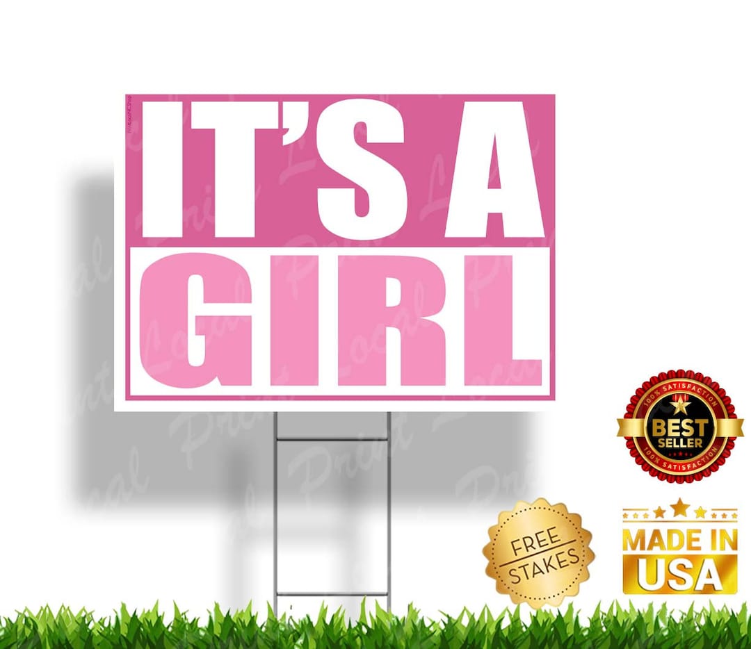 It's a Girl Yard Sign Birth Announcement Baby Reveal Sign Custom Baby ...