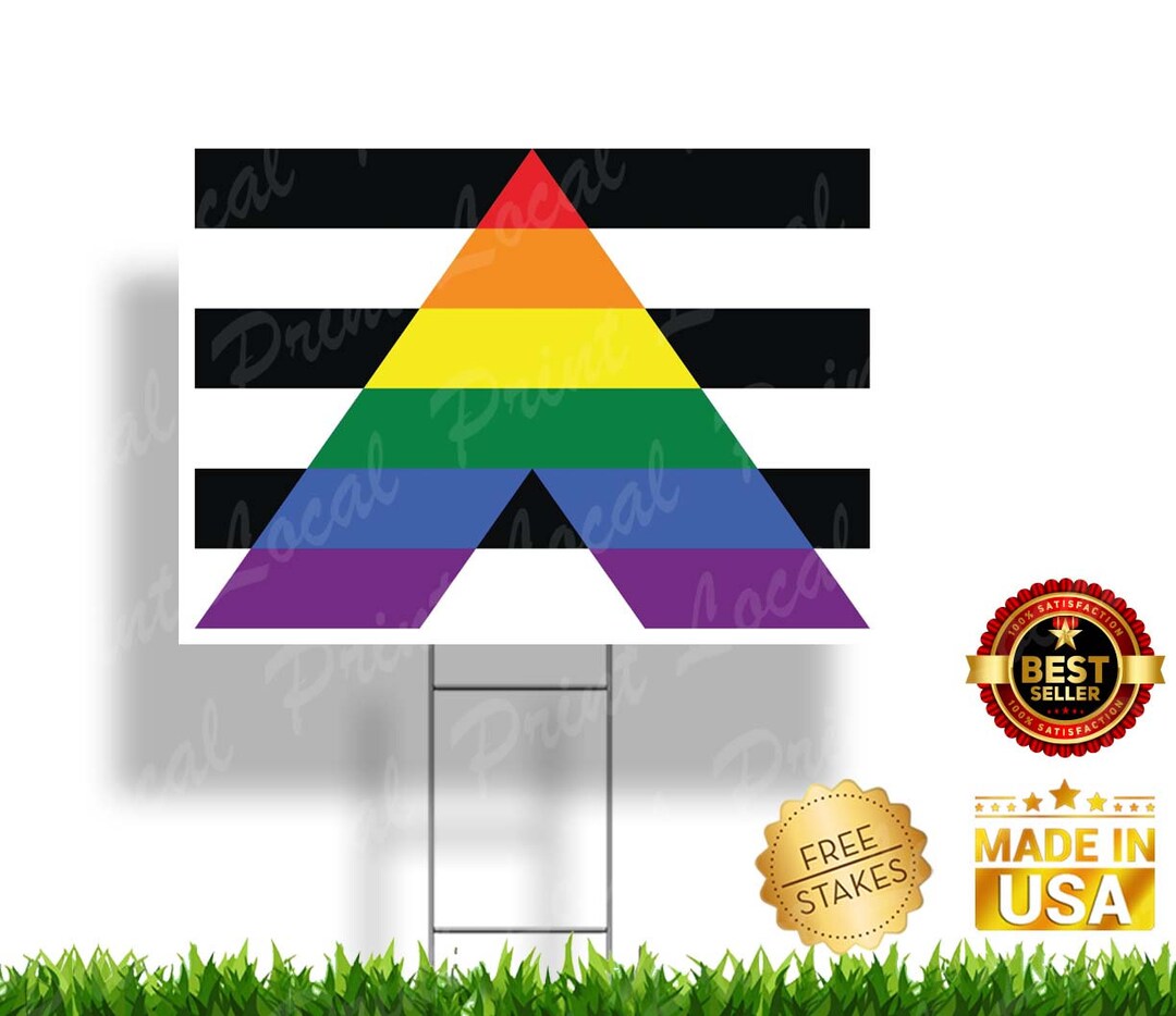 Straight Ally Flag Yard Sign Pride Month Gay Pride Sign Rainbow Flag ...