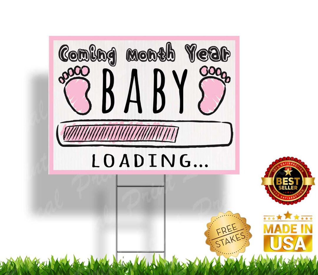 Baby Loading Birth Announcement Baby Reveal Sign Its A Girl Sign Custom ...