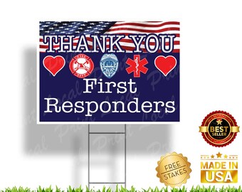 Thank You Essential Workers Yard Sign First Responders Police Officers ...