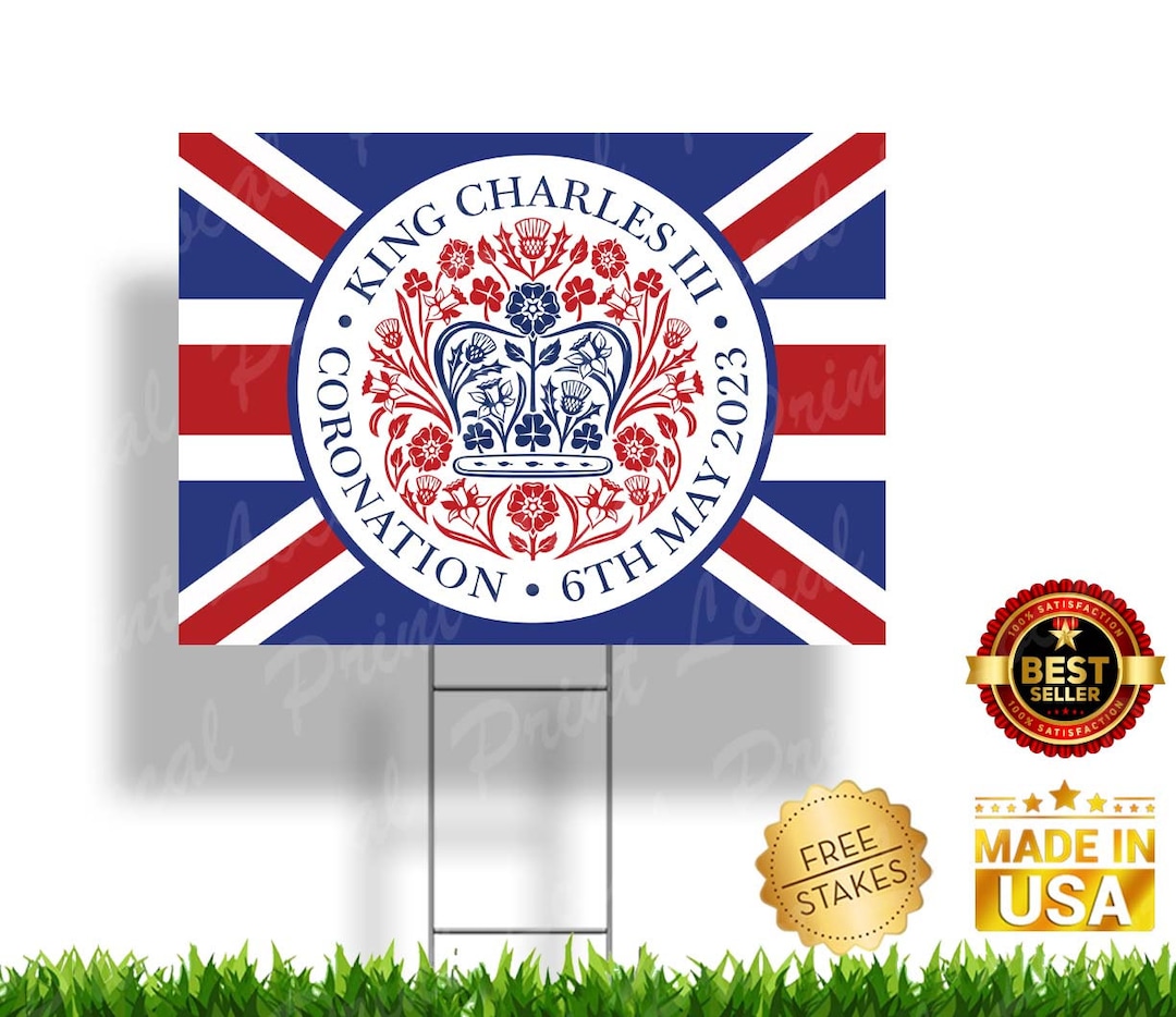 King Charles III Sign King Charles Logo Coronation Logo Yard Sign King ...