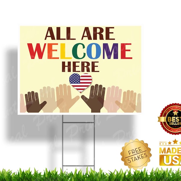 All Are Welcome Here Sign - Etsy