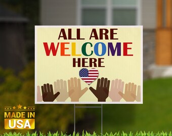 All Are Welcome Here Sign - Etsy