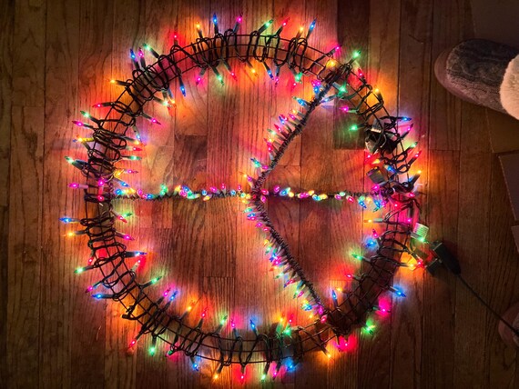 Lighted Peace Sign Christmas Decoration Vibrantly Lit Christmas Tree,