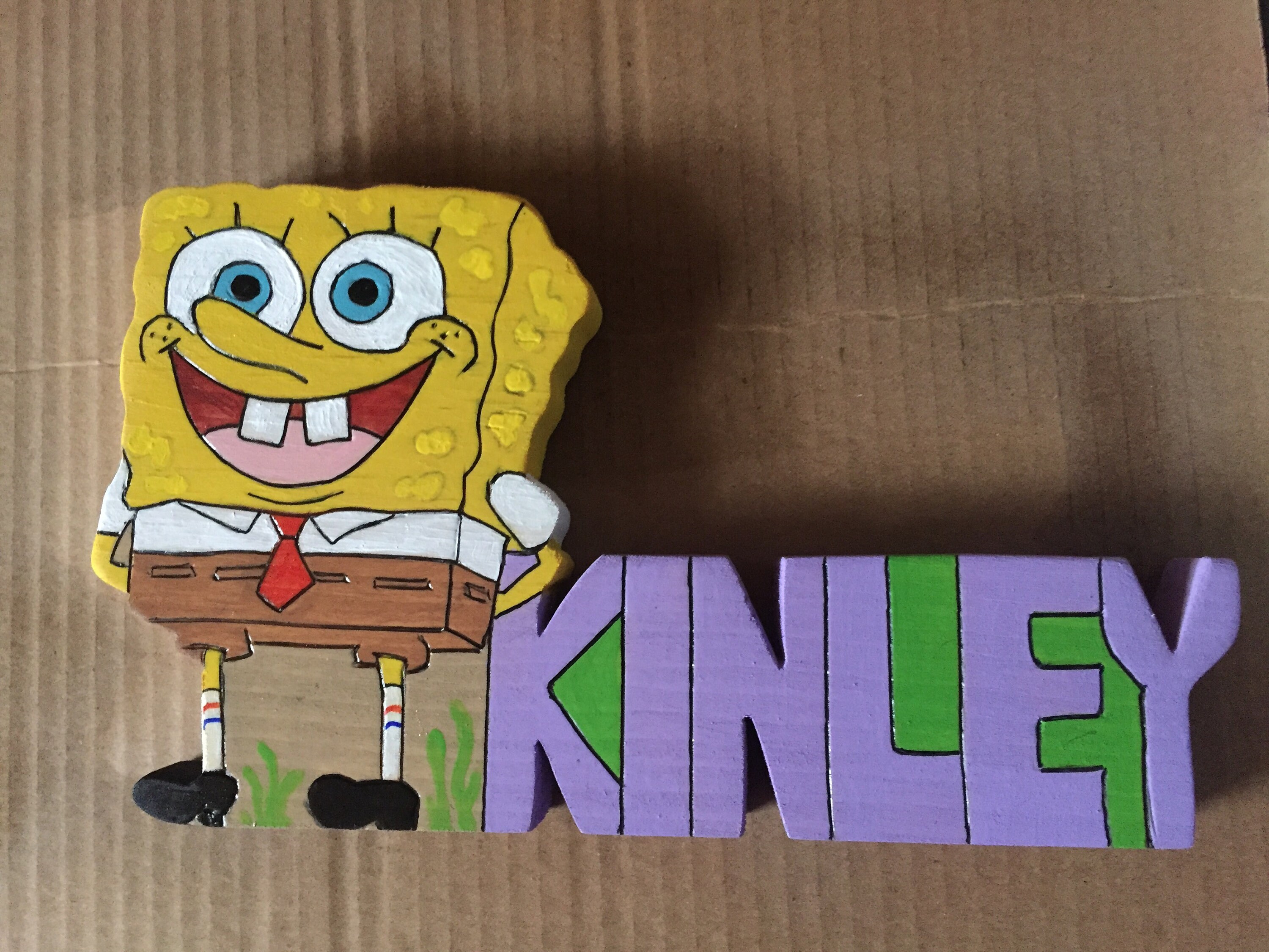 Personalized Cartoon Character SPONGE BOB Nameplate made to | Etsy