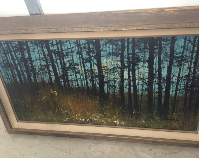 Very Rare Charles Henry Granger Painting Large Oil on Canvas Forest ...