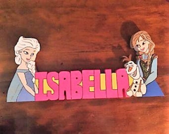 Personalized 3 Character FROZEN Nameplate Elsa Anna Olaf ANY | Etsy