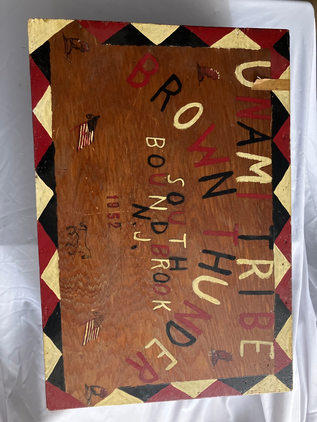 Vintage Wood Box With Handle Unami Tribe Brook,new Jersey, 1952 With ...