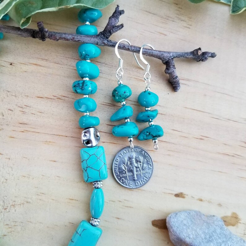 Lovelyturquoise/ Chunky Turquoise Necklace/ Blue Beaded Necklace Set ...