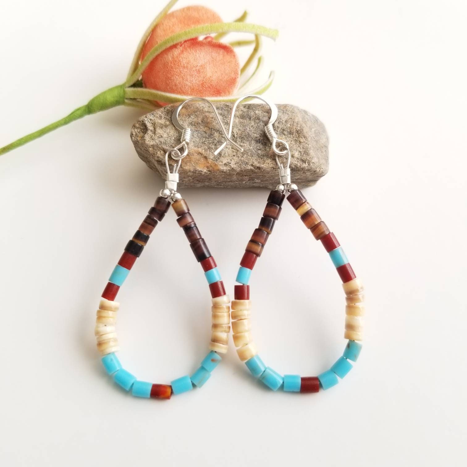 Shell Beaded Heishi Style Earrings. Southwestern With Heishi | Etsy