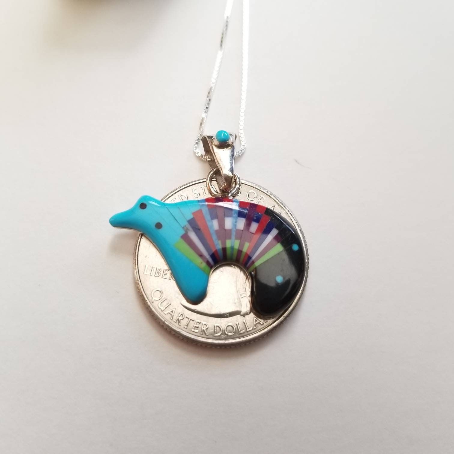 Bear Pendant /turquoise and Multi Inlay Bear Necklace/ | Etsy