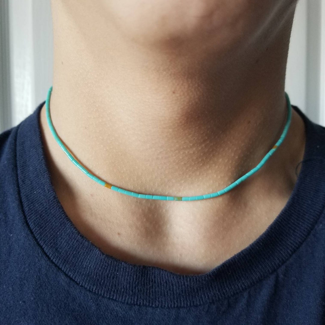Lovelyturquoise Beaded Choker/ Tiny Turquoise Color Heishi Bead ...