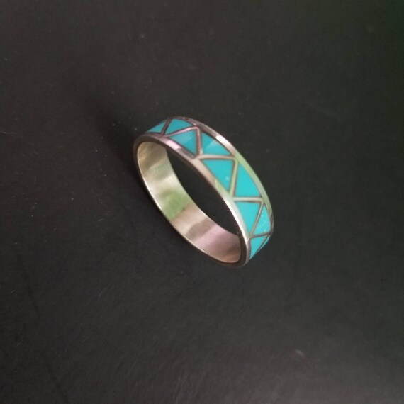 Genuine Indian Handcrafted/925 Sterling Silver Ring/inlay Blue | Etsy