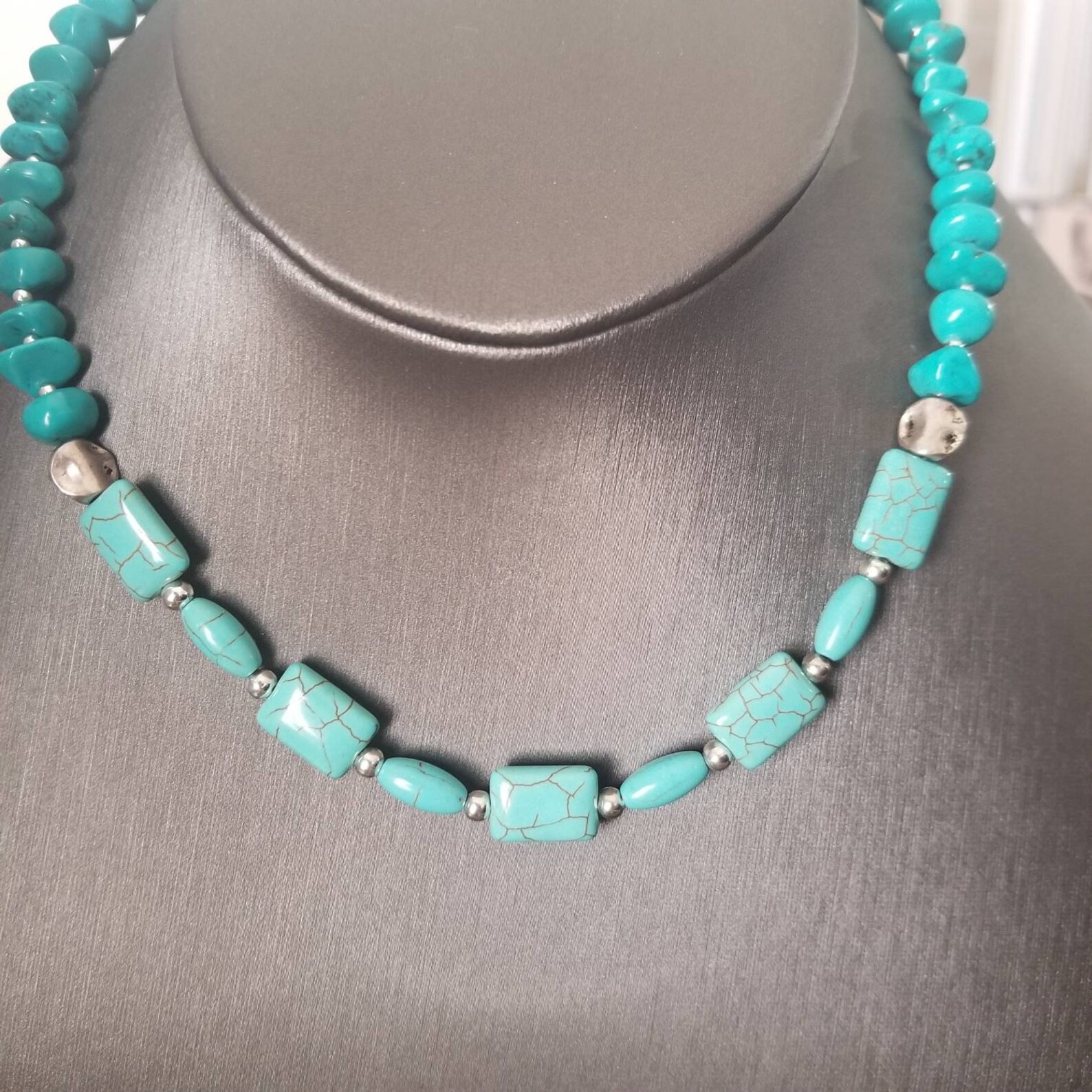 Lovelyturquoise/ Chunky Turquoise Necklace/ Blue Beaded Necklace Set ...