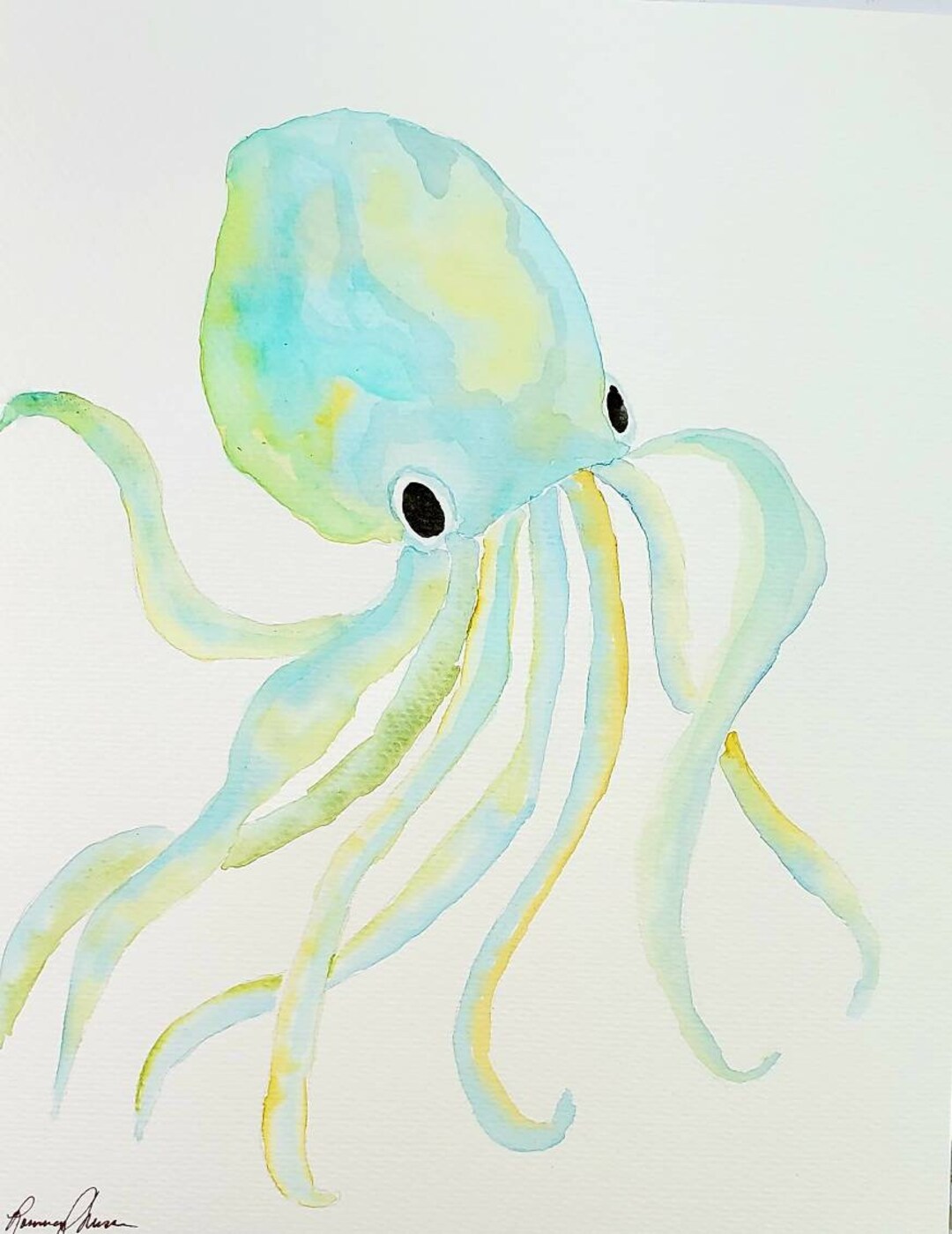 Octopus Watercolor Painting, Sea Life Fine Art, Coastal Wall Decor ...