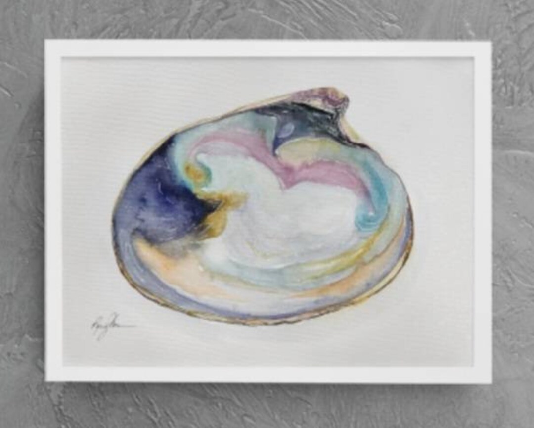 Clam Shell Watercolor Painting, Richly Colored Clam Shell Painting ...